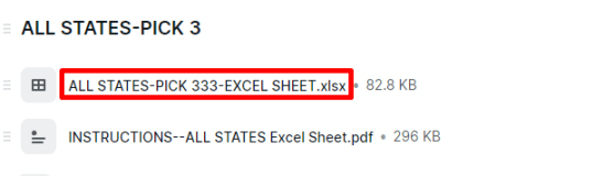 ALL States EXCEL Sheet-FREE | Pick3 Master 333